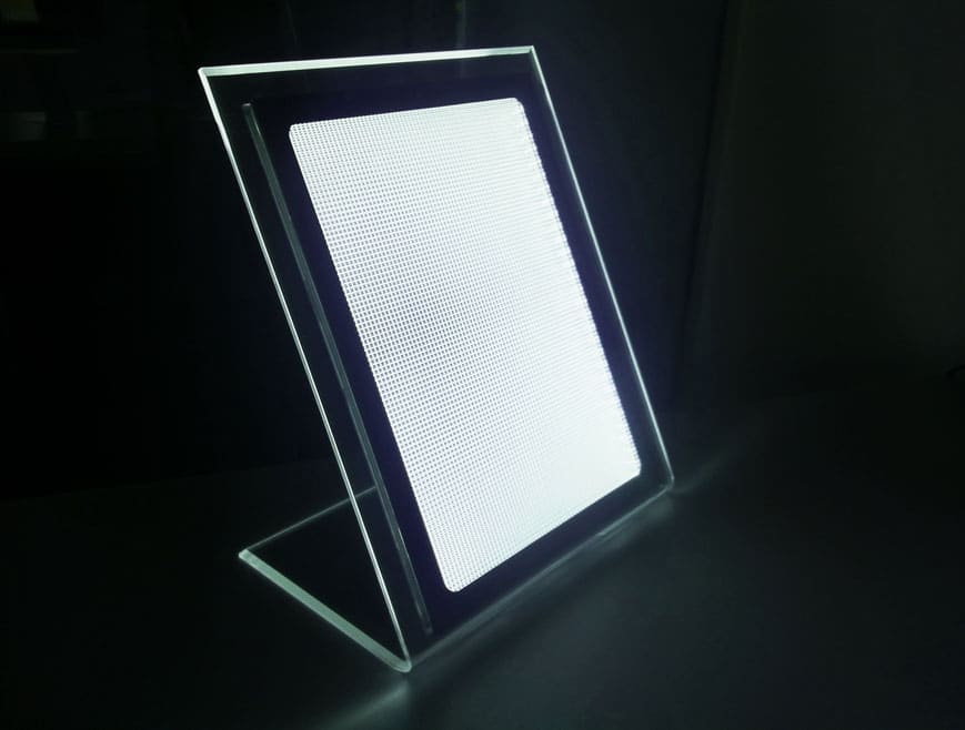 Illuminated counter top display, Acrylic LED Panel poster holder - W&Co
